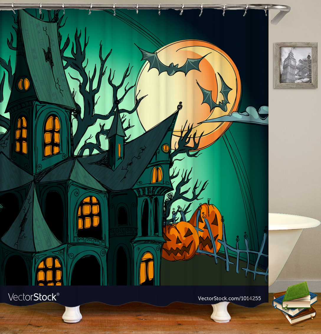Spooky Haunted House Halloween Shower Curtain