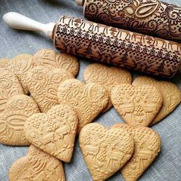 Christmas Embossing Rolling Pin Baking Cookies