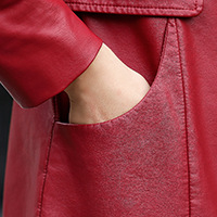 Red Long Spring Leather Coat (Beautiful)