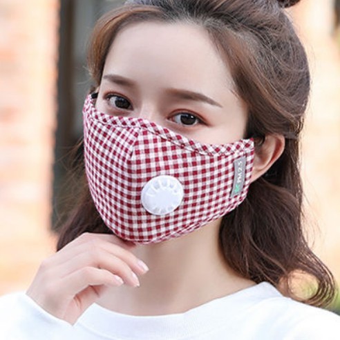 Red Striped Face Cover mask With Changeable Filter (Cute)