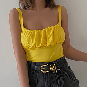 Yellow Ruched Fitted Top (Sexy)