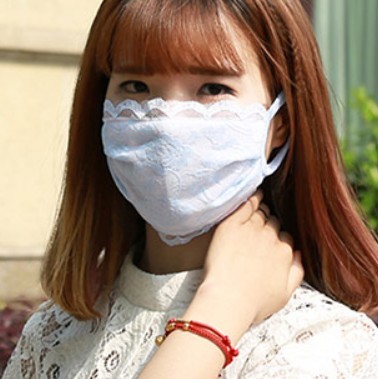 Reusable Light Blue Lace Face Cover mask (Cute)