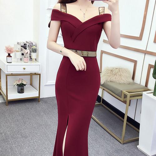 Dark Red Casual Classy Long Evening Dress (Stunning)