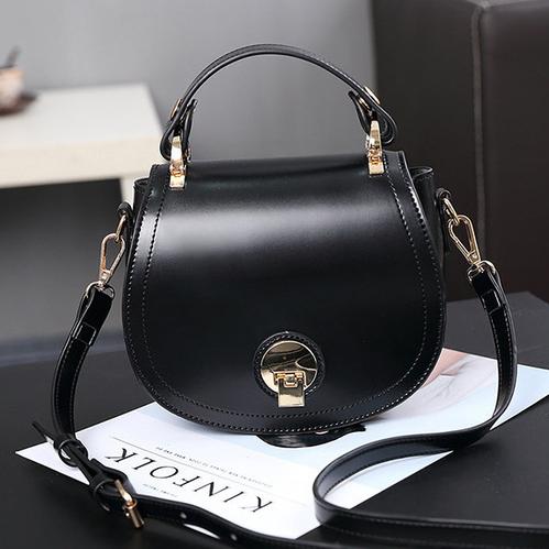 Black Retro Mini Shoulder Faux Leather Handbag