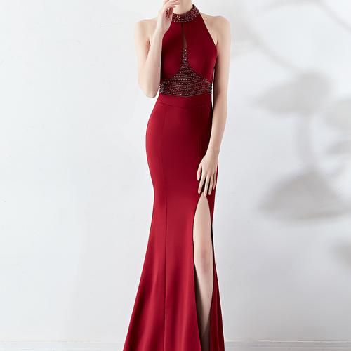 Dark Red Long Sequin Classy Maxi Dress (Stunning)