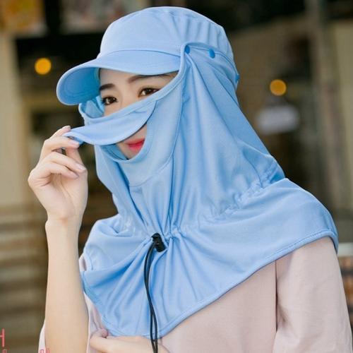 Sky Blue Veil Face Cover With Cap (Cute)