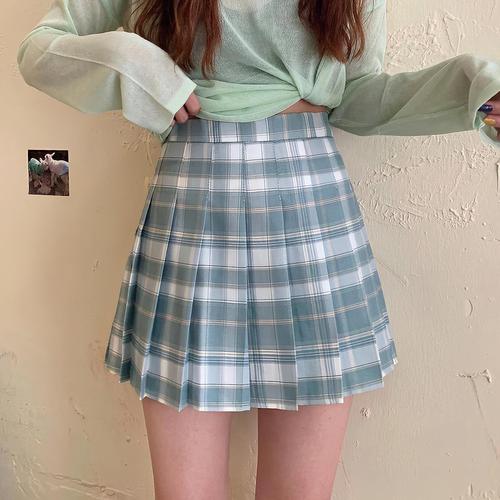 Green Plaid High Waisted Mini Skirt (Very Beautiful)