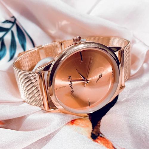 Metalic Pink Minimalist Strap Watch