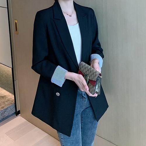 Black Mid-Length Work Office Coat (Elegant)
