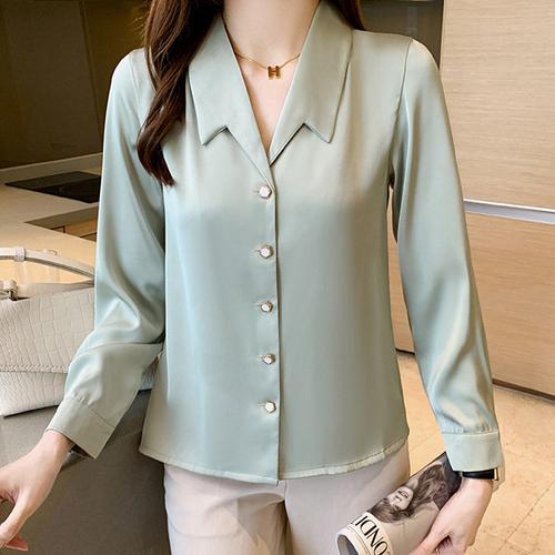 Elegant Aesthetic Blue Formal Blouse