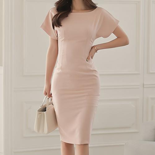 Light Pink Formal Midi Dress (Simple)