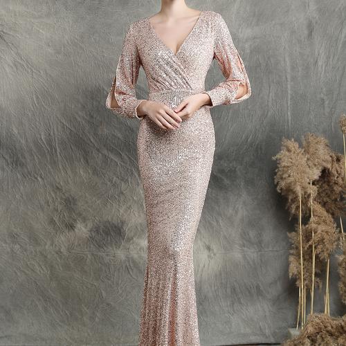 Pink Long Sequin Fishtail Dress (Stunning)