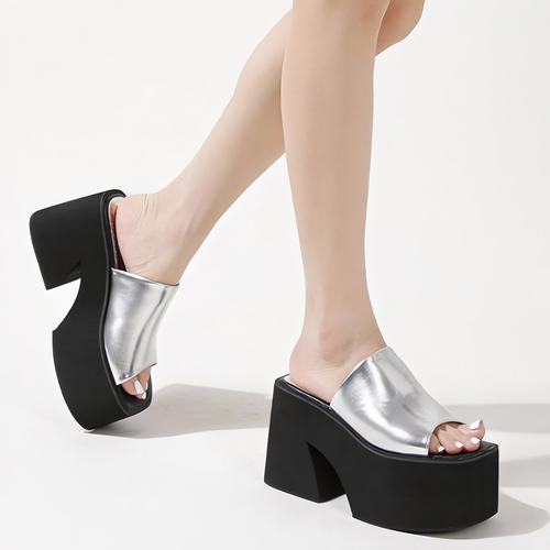Amelia Luxurious Silver Platforms