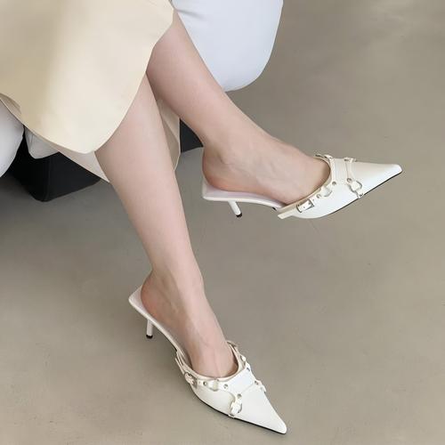 Natalie's Luxe White Mules