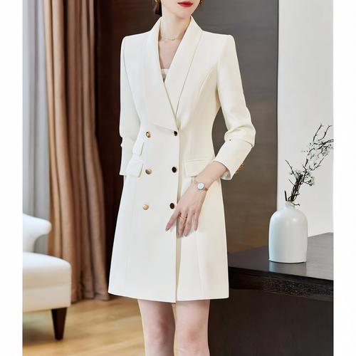 Clara's Elegant White Blazer Dress