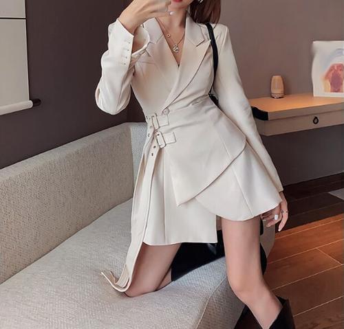 Beige Business Mini Dress (Elegant)