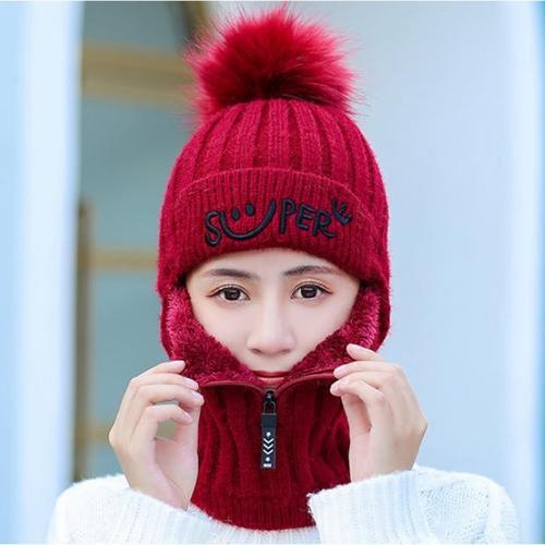 Red Winter Bonnet Balaclava Face Cover (Cute)
