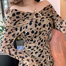 Black Yellow Leopard Cheetah Print Mini Dress (Elegant)