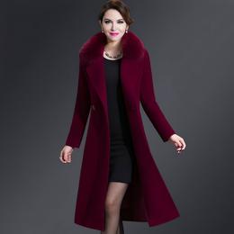 Seraphina's Winter Elegant Maroon Fur Long Coat