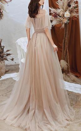 Beige Ruffled Formal Gown (Stunning)
