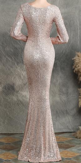 Pink Long Sequin Fishtail Dress (Stunning)