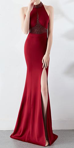 Dark Red Long Sequin Classy Maxi Dress (Stunning)