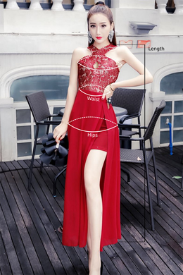 Casual Red Short Dress With Train