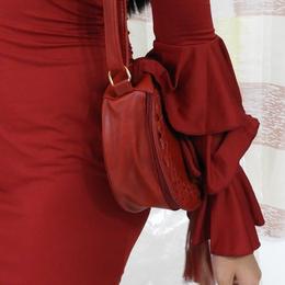 Red Round Purse In Faux Leather (Cute)