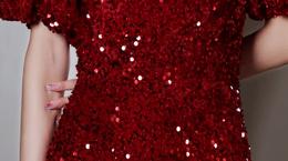 Red Sequined Evening Dress Gown (Elegant)