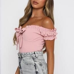 Light Pink Short Sleeve Top With Ruffles