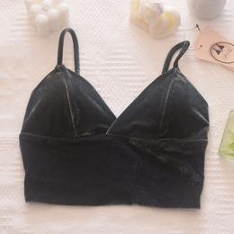Black Velvet Spaghetti Strap Crop Top