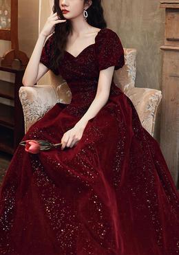 Wine Red Glitter Formal Gown (Stunning)