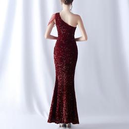 Lucia's Lustrous One Shoulder Red Gown
