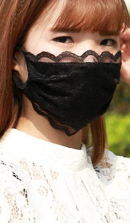 Reusable Black Lace Face Cover mask (Cute)