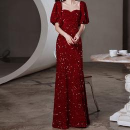 Red Sequined Evening Dress Gown (Elegant)