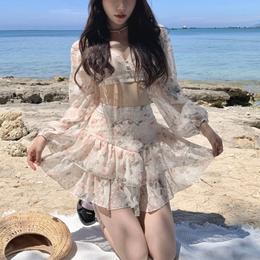 Pink Floral Printed Cut Out Summer Mini Dress