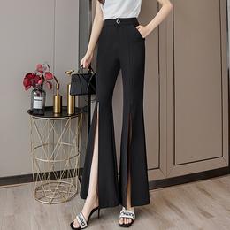 Black Boot Cut Flare Pants Bell Bottoms With Slits (Classy)