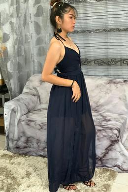 Dark Blue Summer Dress With Double Slits (Stunning)
