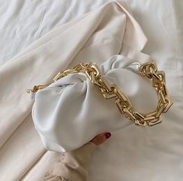 White Bag With Gold Sling Chain (Cute)