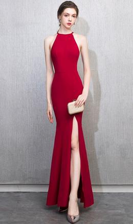 Red Evening Dress With Side Split (Stunning)