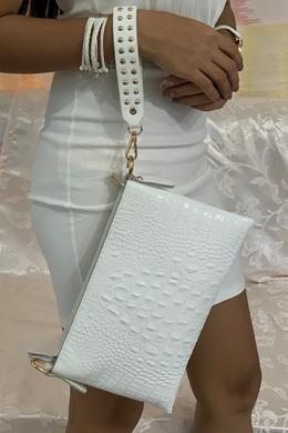 Pure White Faux Crocodile Leather Handbag (Stunning)