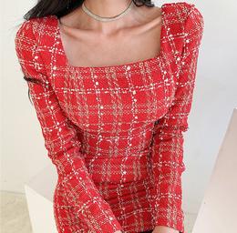 Red Tweed Mini Dress (Semi-Formal)