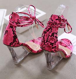Rose Red Lace Up Wedge Sandals (Hot)