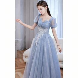 Elara's Blue Flowery Ethereal Dress Gown