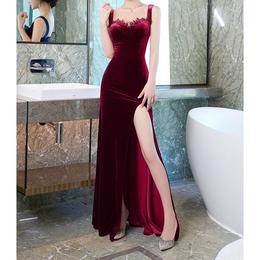 Red High Slit Long Evening Dress (Elegant)