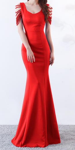 Hot Red Long Tight Evening Dress (Stunning)