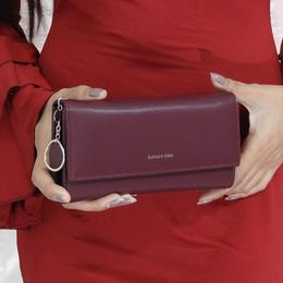 Red Wine Hand Wallet Purse In Faux Leather (Elegant)