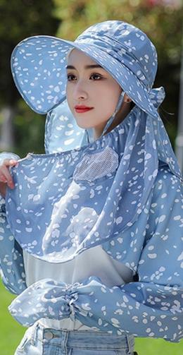 Cute Sky Blue Face Cover Veil With Hat (Cute)