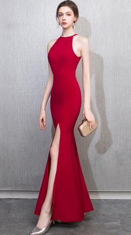 Red Evening Dress With Side Split (Stunning)