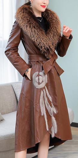 Brown Long Spring Coat With Fur Cuffs (Beautiful)